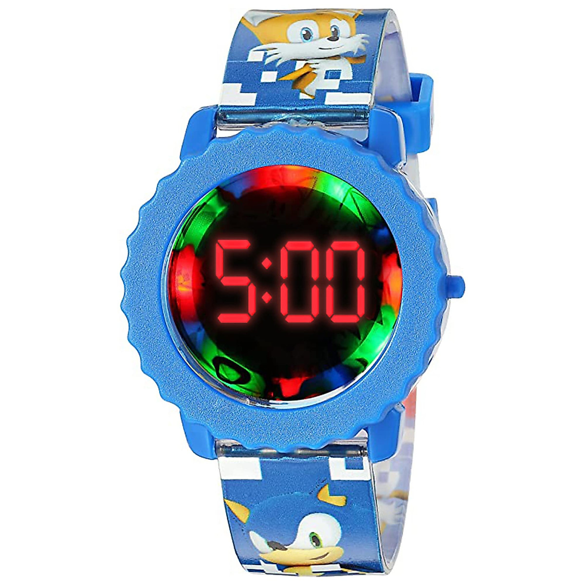 Sonic The Hedgehog Kids Digital Watch – Flashing LED Light-Up Display, Easy-to-Read Time, Adjustable Strap, and Sonic Character Design – Fits Wrists from 5.5" to 8"