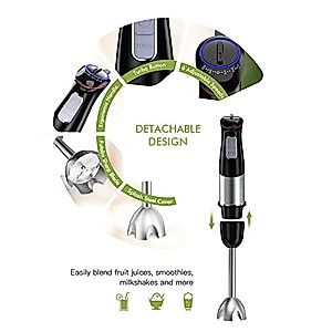 Immersion Blender, 2-in-1 Multi-Purpose Hand Blender, 500W Multifunctional Hand Blender with Whisk, 6-Speed and Turbo Mode, 304 Stainless Steel Handheld Stick Blender for Smoothies, Puree Baby Food and Soups