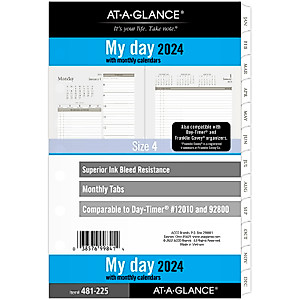AT-A-GLANCE 2024 Daily Planner Two Page Per Day Refill, 5-1/2" x 8-1/2", Desk Size, Loose-Leaf (481-225-24)