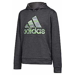 adidas Youth Tech Fleece Pullover Hoodie (as1, alpha, l, regular, Dark Grey/Neon Green)