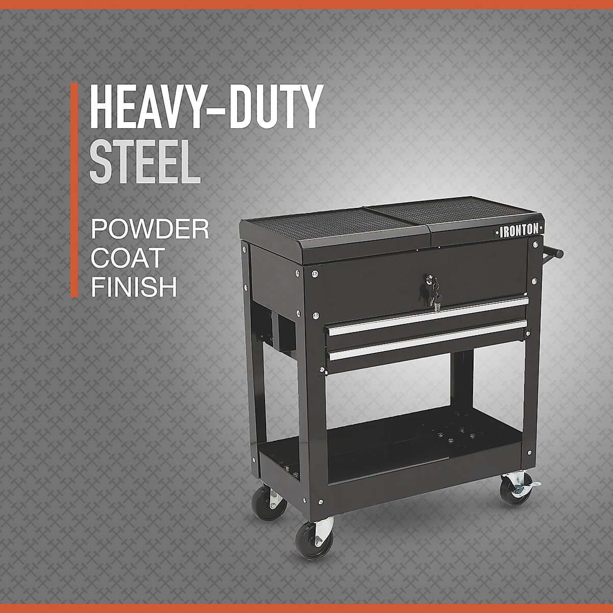 Ironton 28in. 2-Drawer Tool Cart - 30-1/2in.L x 14-1/2in.W x 33in.H, 350-Lb. Capacity