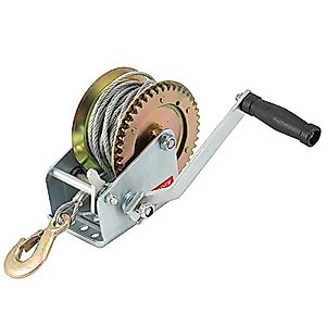 ZOENHOU 1600lbs Capacity Heavy Duty Hand Winch with 49FT / 15m Steel Cable, Hand Crank Winch, Boat Trailer Winch Manual Winch with Hook and Gear Grease, for Pulling Boat Trailer Truck