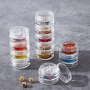 BENECREAT 5G/5ML Stackable Round Plastic Containers 8 Column(5 Layer/Column) Bead Storage Jars for Seed Beads, Diamond Drills and Other Jewelry Components