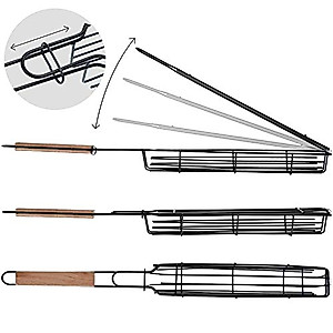 5 Pcs Kabob Grilling Baskets Set Kebab Grilling Baskets Nonstick Fish Grill Basket Rack Stainless Steel BBQ Tool Grilling Accessories for Fish Vegetable Steak Shrimp Veggies Kabob Barbecue Skewers
