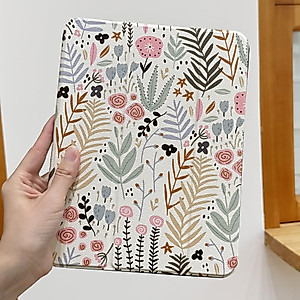 DONGKE Case Compatible with iPad 10.2 Inch 2021 2020 2019 iPad 9th/8th/7th Generation with Pencil Holder, Slim Stand Protective Case with Soft TPU Back, Auto Sleep/Wake Cover, Cute Florals