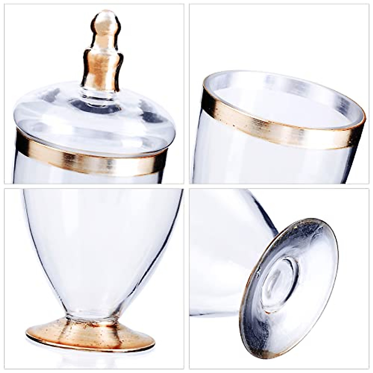 Set of 3 Clear Glass Apothecary Jars with Lids, Bathroom Canisters, Vanity Organizers, Candy Buffet, Wedding Display