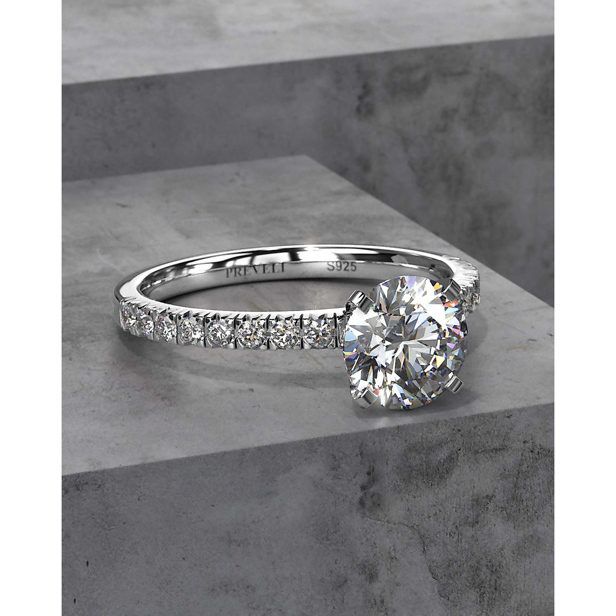 PREVELI 3 Carat Cubic Zirconia Engagement Wedding Promise Rings For Women Sterling Silver 925(7.5)