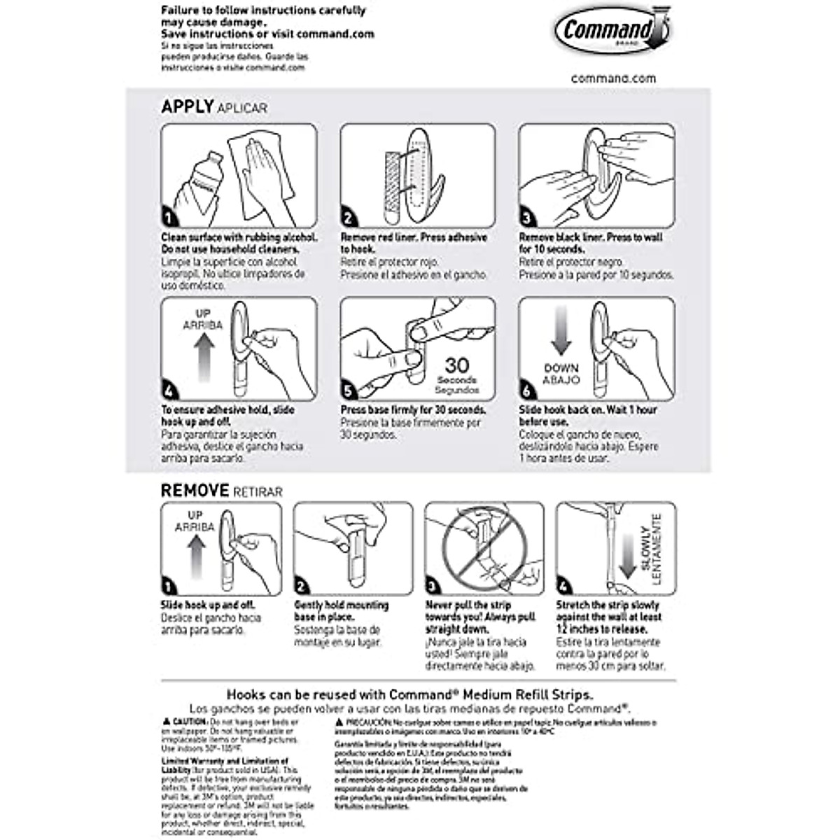 Command Plastic Designer Hooks BP1PTF, Medium, White, 4-Hooks