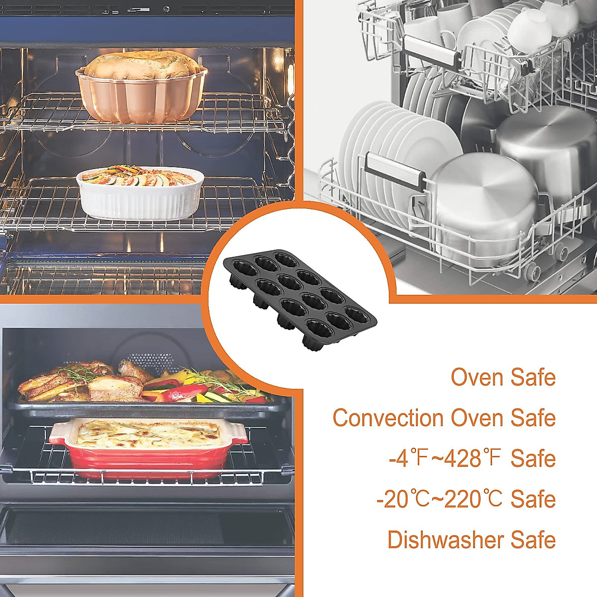 CHEFMADE Canele Cake Pan, Nonstick 12 Cavity Canele Muffin Bakeware
