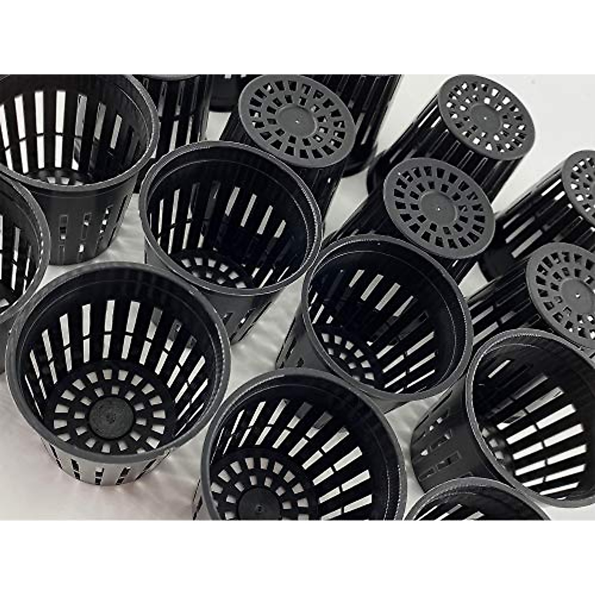 2 Inch Plastic Net Cups, Pots Plant Containers, for Hydroponics Aquaponics Orchids, 50 Pcs Black.