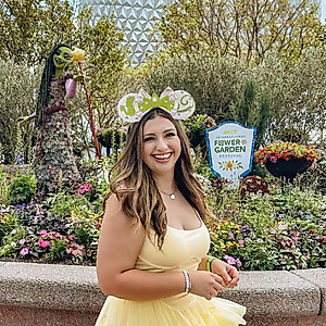 Trnerm Princess Mouse Ears Headband Cute Sequin White Bows Princess Cosplay Costume for Women