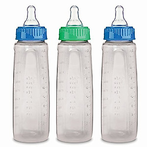 Gerber First Essential Clear View Plastic Nurser With Latex Nipple, BPA Free, Colors may vary, 3 Pack
