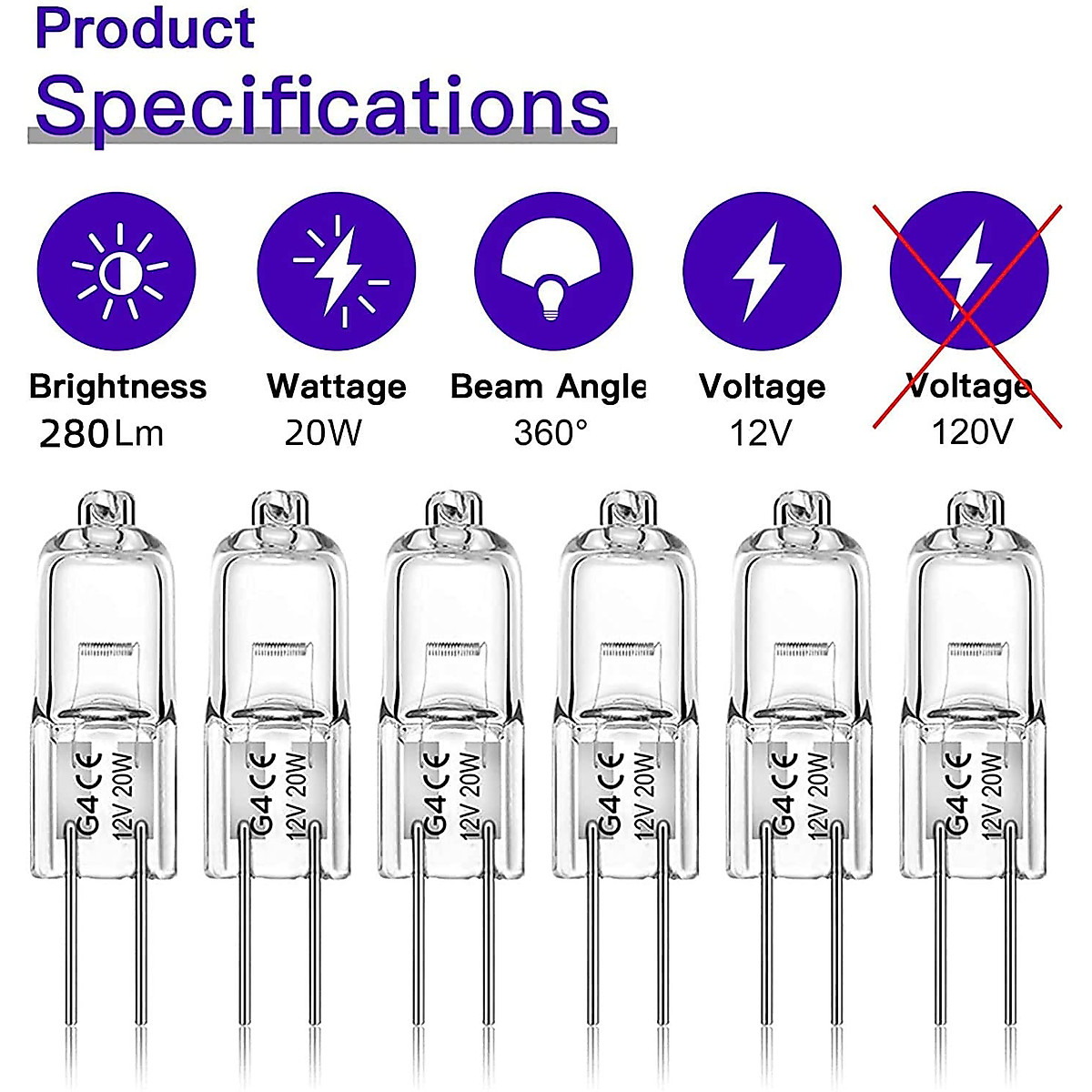 Jaenmsa G4 Light Bulbs 20W, 12 Pack Crystal Clear Halogen Bulb 2 Pin, 12 Volt 20 Watt JC T3 Bi-pin Capsule Xenon Bulb, Dimmable 2700K Warm, 2 Prong G4 Base for Landscape/Desk Lamp, Chandelier