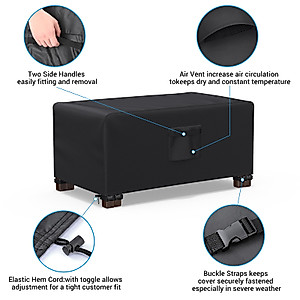 Mrrihand Patio Coffee Table Cover, Patio Furniture Covers for Coffe Table, Waterproof Rectangular Outdoor Small Side Table Cover with with Air Vent and Handles-36×22×18 inch