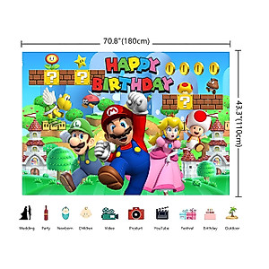 Anime Bros Happy Birthdayy Theme Photography Backdrops,Cake Table Decorations,Kids Birthday Party Banner Decor Supplies,70.8x43.3inch