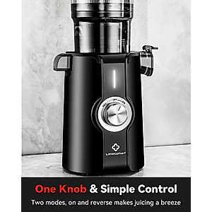 Rush Clear Slow Masticating Juicer Machines, Cold Press Juicer with No-Prep 4.35" Feed Chute Fit Whole Fruits & Vegetables Juicer Machine Easy to Clean, LINKChef 42oz Capacity, 200w, Blackout