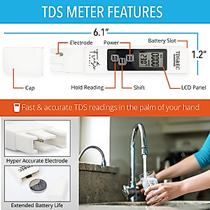 Fresco Dwell pH and TDS Meter Combo, Digital Water Tester with 3-in-1 TDS Meter, Professional High Accuracy Pen Type pH meter with ± 2% for Hou