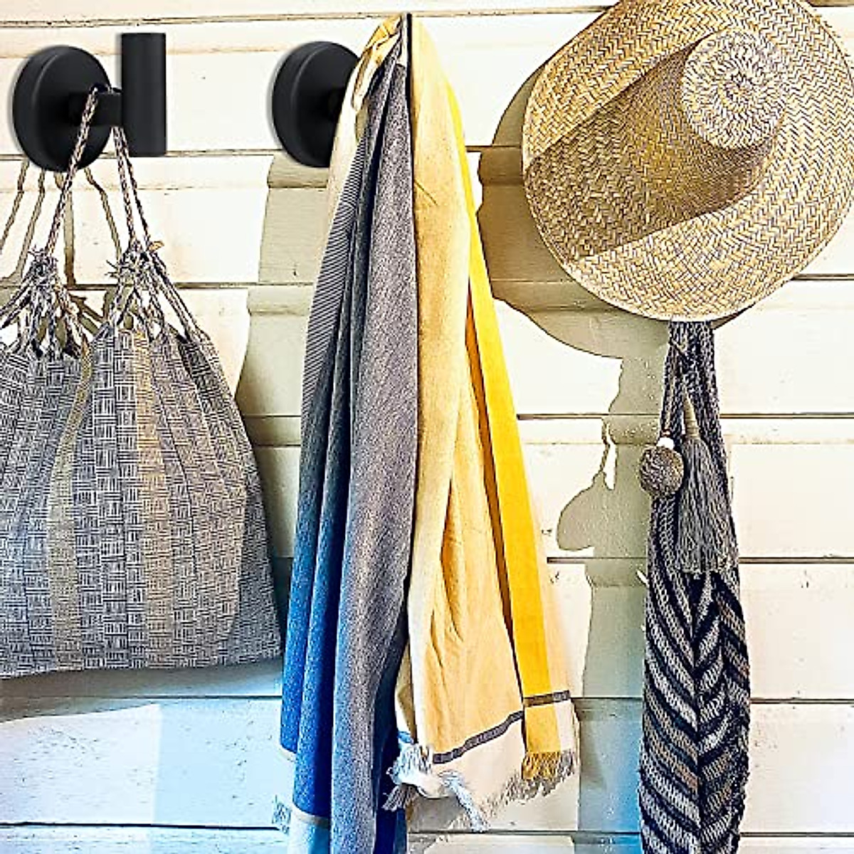 Nidacci Towel Hooks 20 Packs Matte Black, Towel Coat Robe Clothes Cabinet Closet Hook Stainless Steel Heavy Duty Door Hanger Wall Hook for Bathroom Bedroom Kitchen Hotel Pool