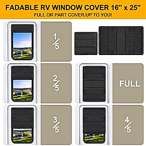 RV Door Window Shade, 2 Pack Magnetic Foldeble RV Window Coverings 16'' x 25'' + 16'' x 16'', RV Skylight Cover with Insulation Waterproof Surface, UV Rays Protection Privacy Blockout