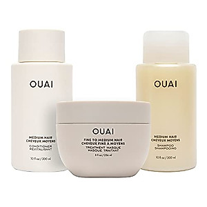 OUAI Fine/Medium Treatment Masque Full Size + Medium Shampoo + Medium Conditioner