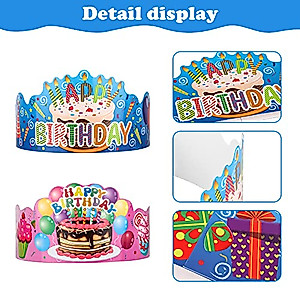 Hooqict 30 Pieces Birthday Crowns for Classroom Colorful Party Hats Birthday Hats for Kids Happy Birthday Hat Paper Crowns Kindergarten School Birthday Crown Preschool Teacher Supplies