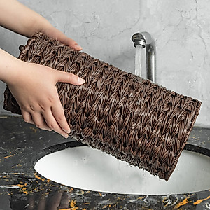 GRANNY SAYS Toilet Paper Storage Basket With Lid, Holder Stand, Waterproof Organizer for Bathroom, Holds 3 Mega Rolls, Brown