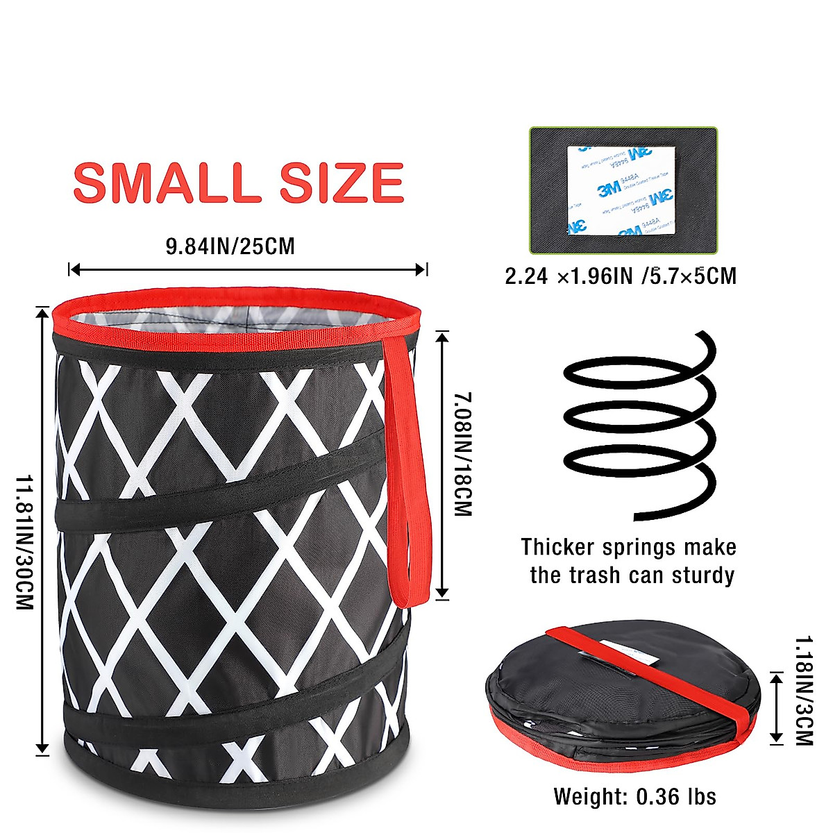 LXURY Car Trash Can, Collapsible,Pop Up Trash Bin,Garbage Can for Truck,Van, SUV,RV,Garbage Can,4.5 Gallon,9.8" X 11.8",