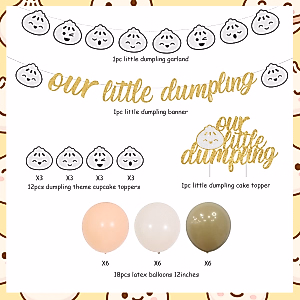 Dumplings Party Decoration for Birthday Baby Shower Dumplings Theme Banner Garland Little Dumpling Cake Cupcake Toppers for Little Dumpling Theme Birthday Supplies