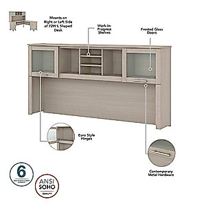 Bush Furniture Somerset 72W Office Desk with Drawers and Hutch in Sand Oak