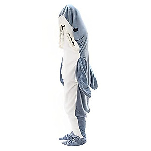Wearable Shark Blanket Hoodie,Sleeping Bag Soft Cozy Flannel Shark Blanket for Adult Women Men Shark Gifts (75"x35.5"(L))