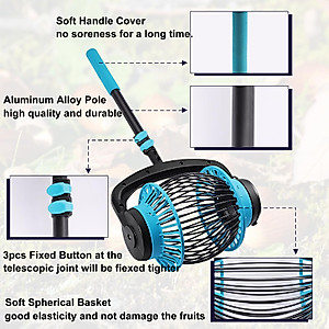 Nut Gatherer, Rolling Nut Harvester Acorn Picker Upper Side Opening Dump Adjustable Yard Roller, Picks up Walnuts, Hickory, Pecan, Chestnuts, Buckeyes, Nerf Balls, Golf 0.4'' to 2'' in Size