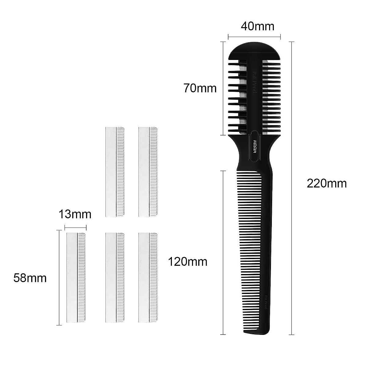 Hair Cutting Comb - Double Edge Razor for Thin and Thick Hair Trimming and Styling with 5 PCS Spare Blades