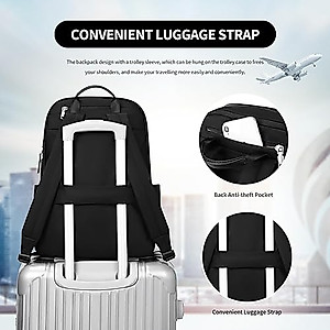 GOLF QUALITY Large Capacity Laptop Backpack for Women Travel Work Computer Bookbag Stylish Casual Daypack Fits 15.6 Inch Notebook(Black)