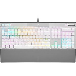 Corsair K70 PRO RGB Optical-Mechanical Gaming Keyboard - OPX Linear Switches, PBT Double-Shot Keycaps, 8,000Hz Hyper-Polling, Magnetic Soft-Touch Palm Rest - NA Layout, QWERTY - White