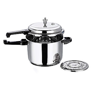 Vinod Pressure Cooker Stainless Steel – Outer Lid - 7 Liter – Induction Base Cooker – Indian Pressure Cooker – Sandwich Bottom – Best Used For Indian Cooking, Soups, and Rice Recipes, Quinoa