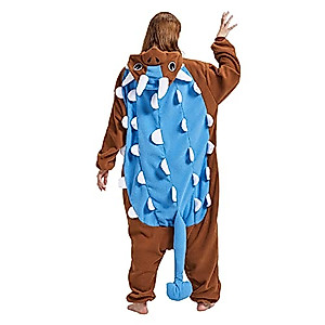 BETIFUHOM Animal Ankylosaurus Onesie Pajamas Unisex Adult Dinosaur Halloween Christmas Onesies Costume Cosplay for Women and Men