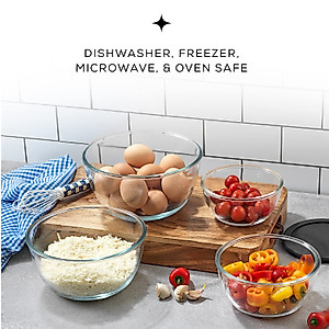 JoyJolt Kitchen Mixing Bowls - 8pc Glass Bowls with Lids Set – Neat Nesting Bowls - Large Mixing Bowl Set Batter Bowl - Cooking Bowls - Storage Bowls with Lids and Big Salad Bowl with BPA-Free Lids