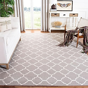 SAFAVIEH Dhurries Collection 8' x 10' Grey/Ivory DHU554G Handmade Flatweave Premium Wool Area Rug