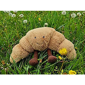 EASELR WeightedPlush 9" Croissant Plush Cute Smile Croissant Bread Pillow Stuffed Animals Funny Soft Food Plushies Toy for Gifts for Kids Birthday