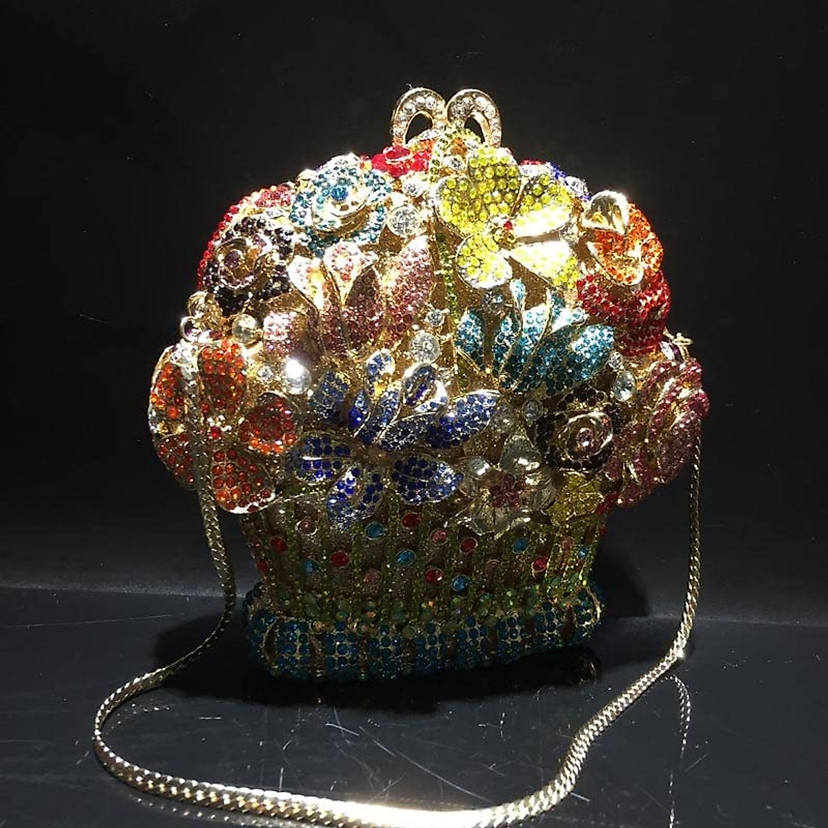 ZLXDP Basket Shape Diamond Lady Clutch Purses and Handbags for Women Hollow Out Evening Party Dinner Bag