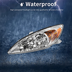 AUTOSAVER88 Headlight Assembly Compatible with 2002 2003 2004 Camry (Only Fits LE/XLE) Chrome Housing Amber Reflector Clear Lens