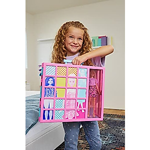 Barbie Dream Closet with Blonde Doll & 25+ Pieces, Toy Closet Expands to 2+ ft Wide & Features 10+ Storage Areas, Full-Length Mirror, Customizable Desk Space and Rotating Clothes Rack