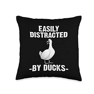 Funny Duck Gift Duck Lover Accessories & Stuff Cute Design for Men Women Aquatic Bird Duck Lovers Throw Pillow, 16x16, Multicolor