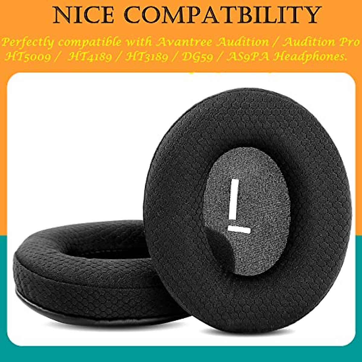 TaiZiChangQin Upgrade Ear Pads Ear Cushions Replacement Compatible with Avantree Audition / Audition Pro HT5009 / HT4189 / HT3189 / DG59 / AS9PA Headphone ( Fabric Earpads )