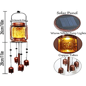 Vcdsoy 2 Pack Solar Wind Chimes - Solar Mason Jar Wind Chime Light Unique Hanging Wind Chimes Outdoor Clearance, IP65 Waterproof,Gifts for Mom Yard Garden Terrace Corridor