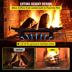 VBENLEM 28in Fire Grate Log Grate,Wagon Wheel Firewood Grates 16 Iron Bars, Fireplace Grates Burning Rack Holder 6 Legs for Indoor Chimney, Hearth Wood Stove and Outdoor Camping Fire Pit