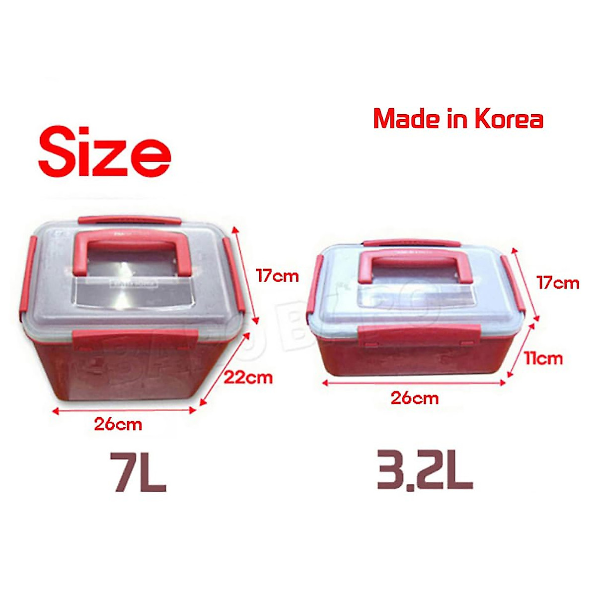Generic Food Storage Container Kimchi Fermentation Compatible with Samsung LG All Refrigerator 7L 3.2L Set, RED