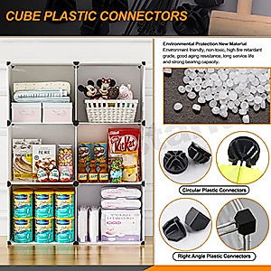 Rustark 91Pcs Black Wire Grid Cube Connectors with Zip Ties and Wooden Hammer, Cube Storage Connectors Foot Connectors for Cube Storage Modular Closet Storage Organizer and Wire Shelving