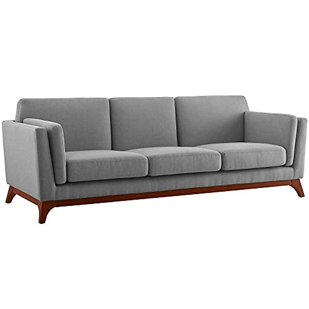 Modway Chance Mid-Century Modern Upholstered Fabric Sofa In Light Gray