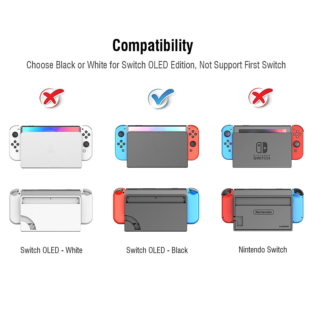 ElecGear Cooling Fan for Nintendo Switch OLED Dock, 3 Speed Replacement Back Cover for Switch New Dock, USB Powered Cooler with LED Lighting